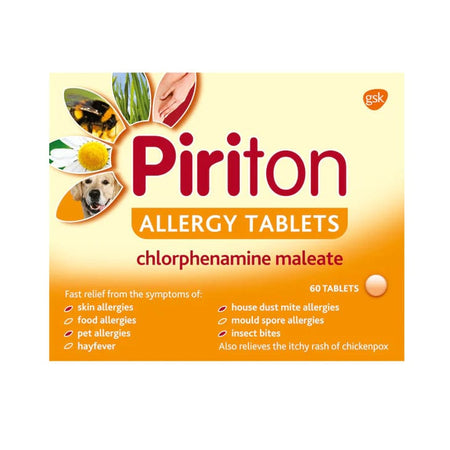 Piriton Chlorphenamine Allergy Relief Tablets (60) | Online Pharmacy