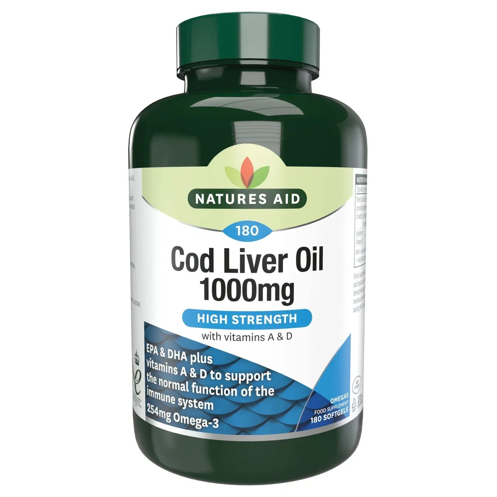 Natures Aid High Strength Cod Liver Oil - 1000 mg (180 Softgel Capsule ...